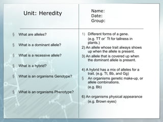 Unit Three Cornell Notes B | PPT