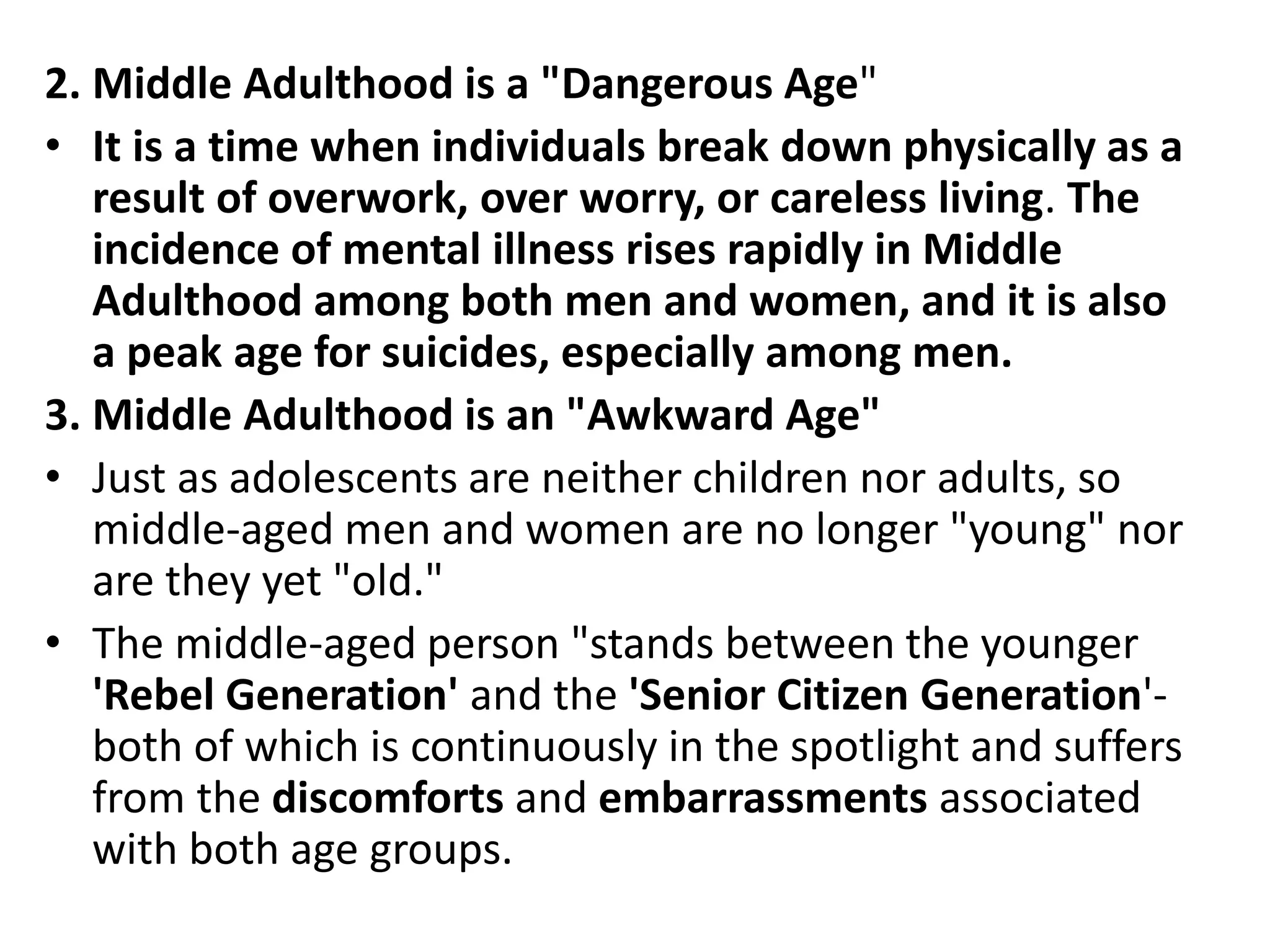 Middle adulthood | PPTX | Eldercare | Family and Relationships