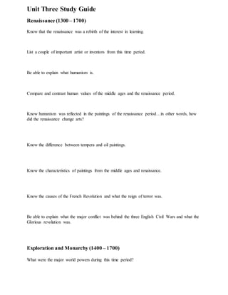 Unit three study guide | DOCX | Christianity | Religion & Spirituality