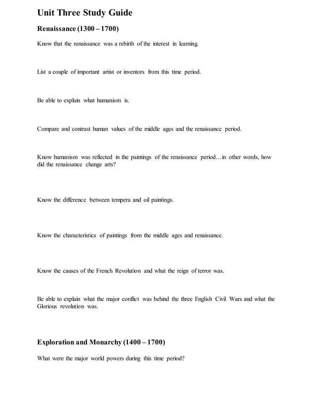 Unit three study guide | PDF