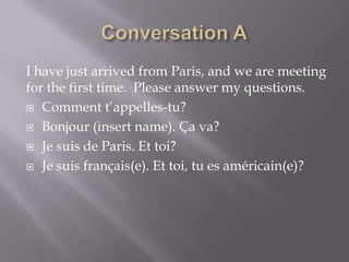 Unité un speaking | PPT