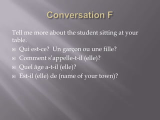 Unité un speaking | PPT