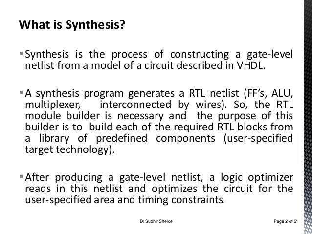 Unit v. HDL Synthesis Process