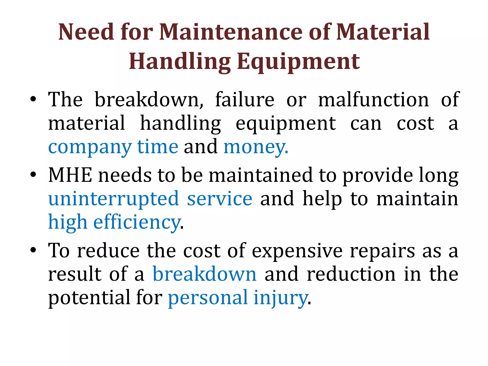 REPAIR METHODS FOR MATERIAL HANDLING EQUIPMENT | PPTX