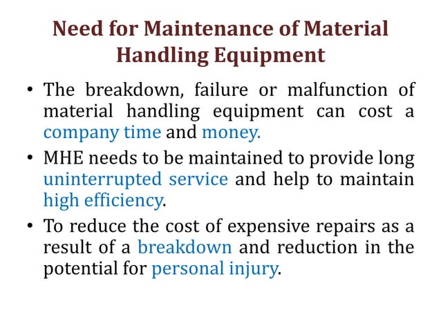 REPAIR METHODS FOR MATERIAL HANDLING EQUIPMENT | PPTX | First Aid ...