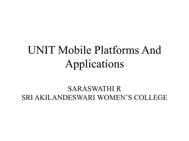 Mobile Computing Saraswathi Ramalingam Ppt