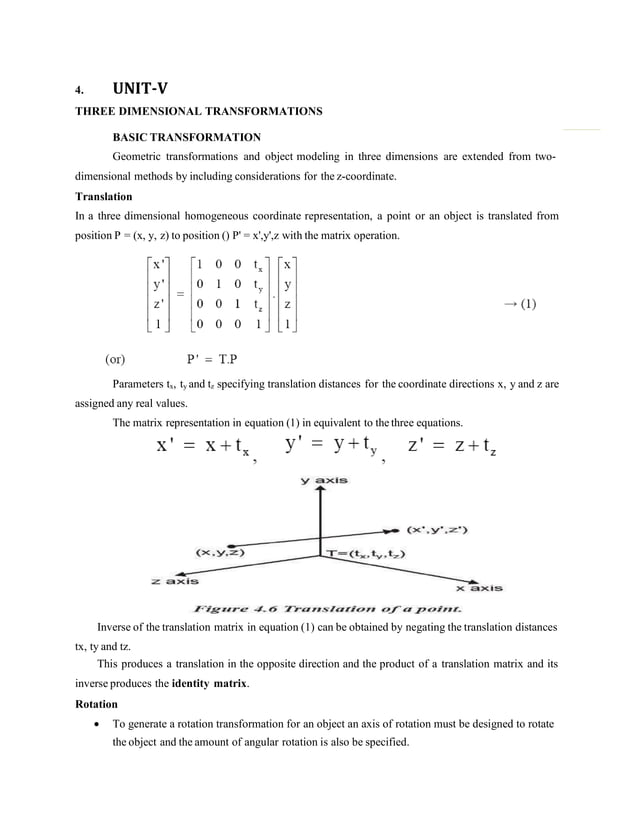 3-D Transformation in Computer Graphics | PDF