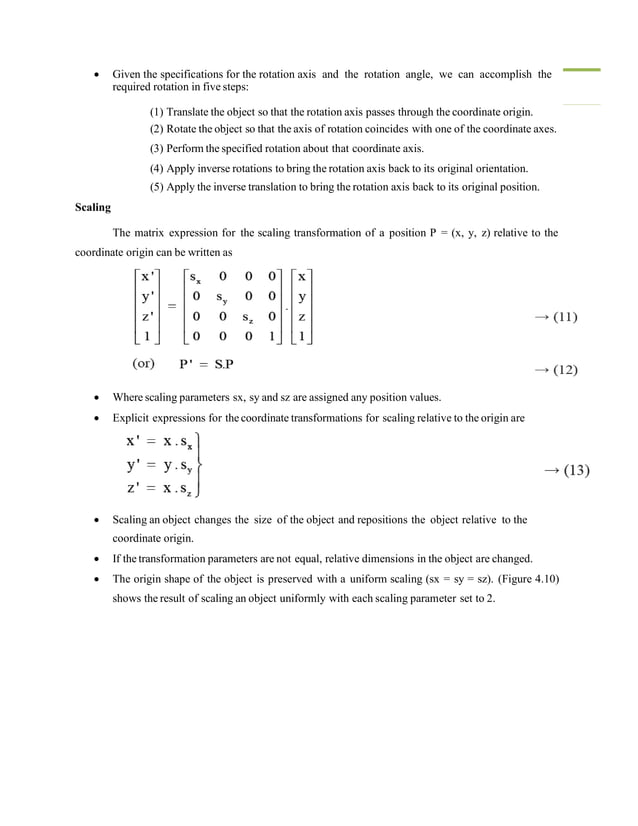 3-D Transformation in Computer Graphics | PDF