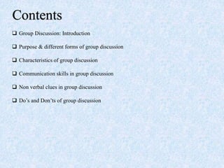 Group Discussion: Introduction, Communication skills in group ...