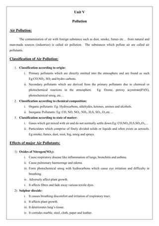 Air and Water Pollution: Detailed Descripition | PDF