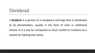 Dividend and its types - Meaning - types | PPTX