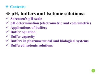 PP-I, UNIT V; pH, Buffer & Isotonic Solution | PDF