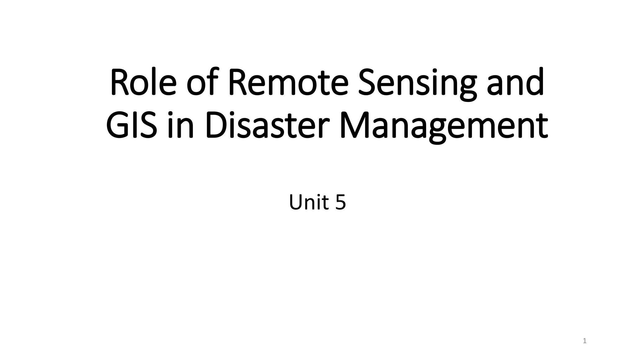 Role of remote sensing in GIS in disaster management | PDF