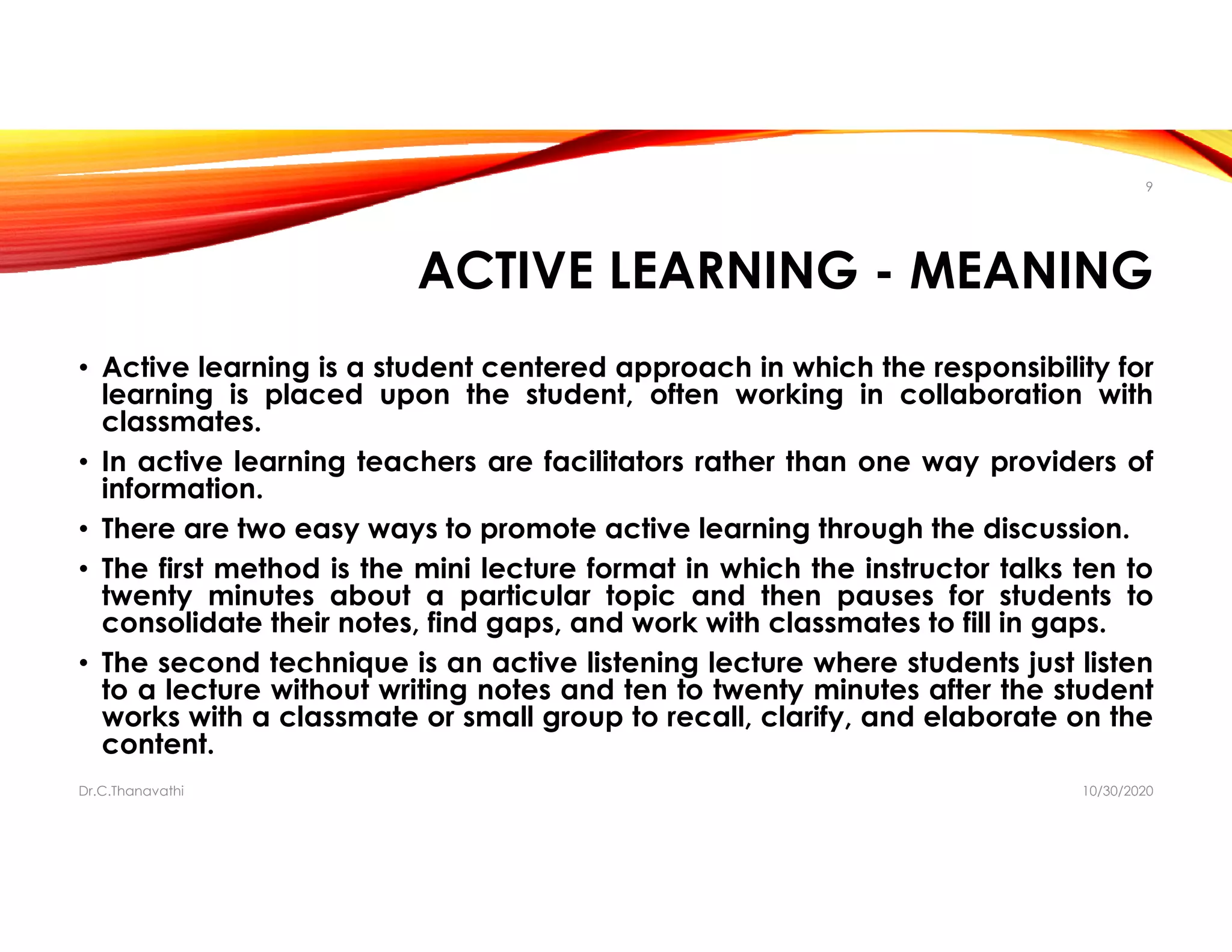 Unit V Active Learning Methods - Dr.C.Thanavathi | PDF