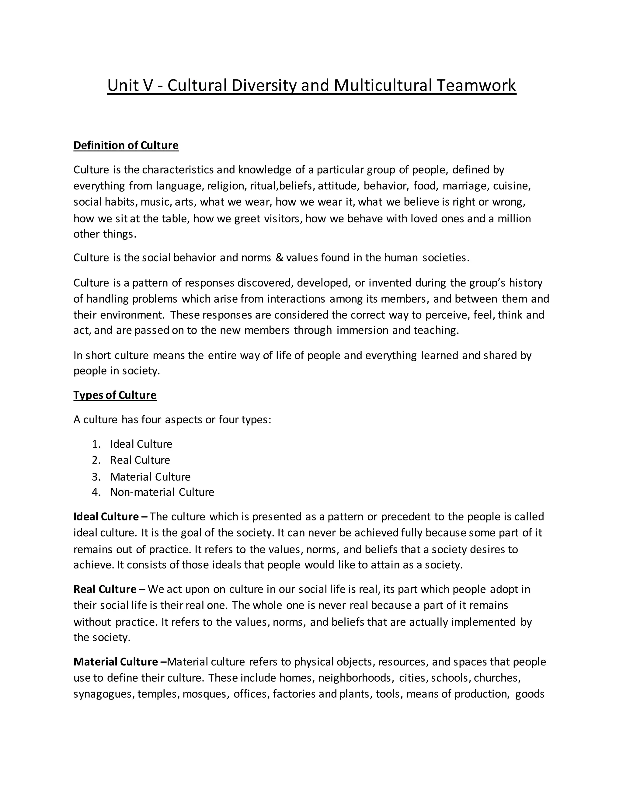 cultural diversity and multicultural teamwork | DOCX