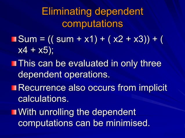 Unit V Detecting And Enhancing Loop Level Parallelism Advance Computer Architecture Lecture
