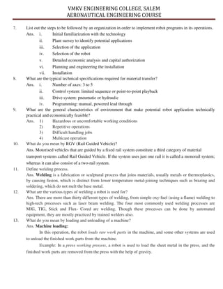 Unit v - Solved qb - Robotics Engineering | PDF | Robotics | Technology & Computing