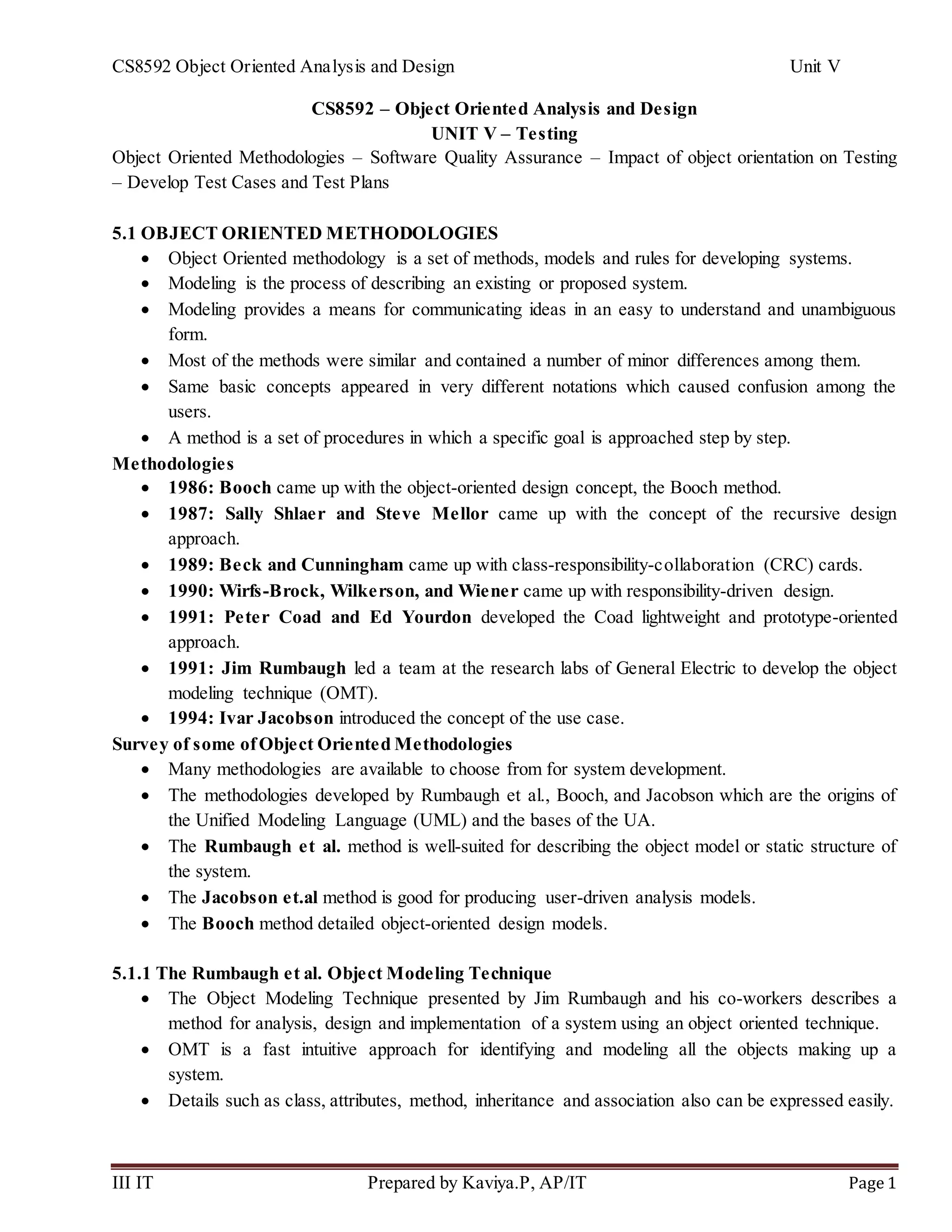 CS8592 Object Oriented Analysis & Design - UNIT V | PDF | Graphics Software | Computer Software ...