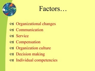ORGANISATION CULTURE AND CLIMATE FACTORS WHICH INFLUENCE THE EMPLOYEES ...
