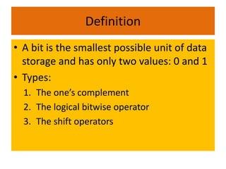 bit wise operators and I/O operations in C | PPTX