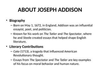 FRIENDSHIP by Joseph Addison Subtitle: A Reflection on the Qualities ...