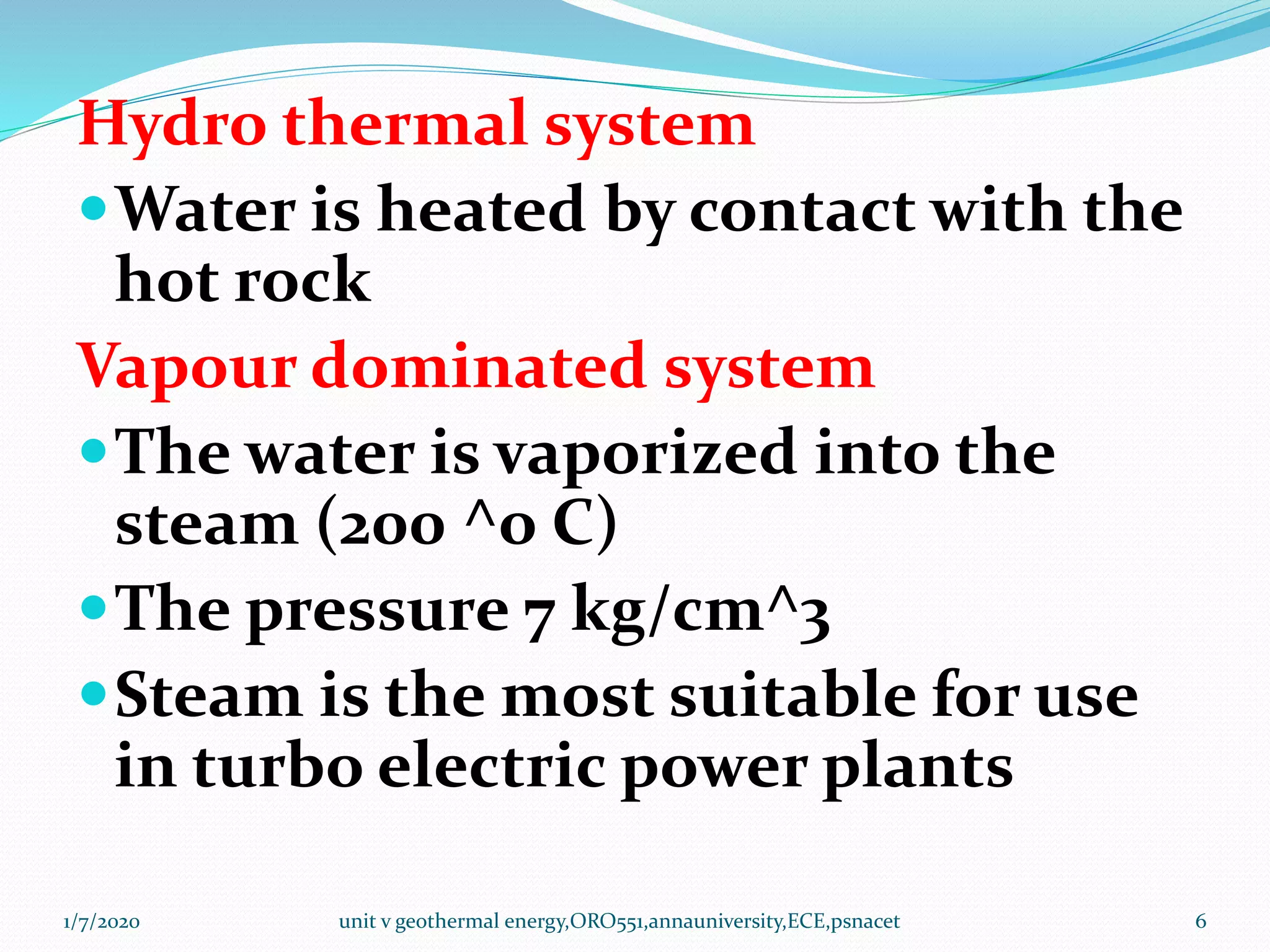 Unit v geothermal energy ,renewable energy sources,ORO551 | PPTX