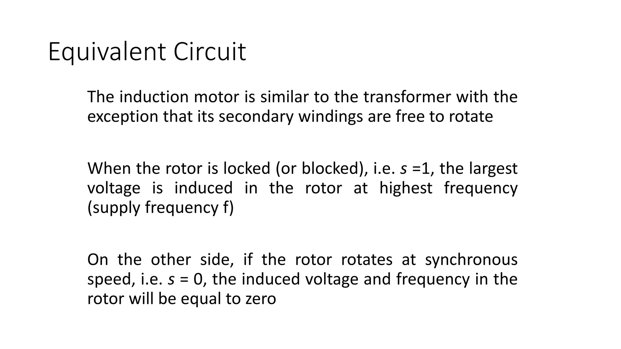 Determination Of Equivalent Circuit Parameters And Performance Characteristics Circle Diagram