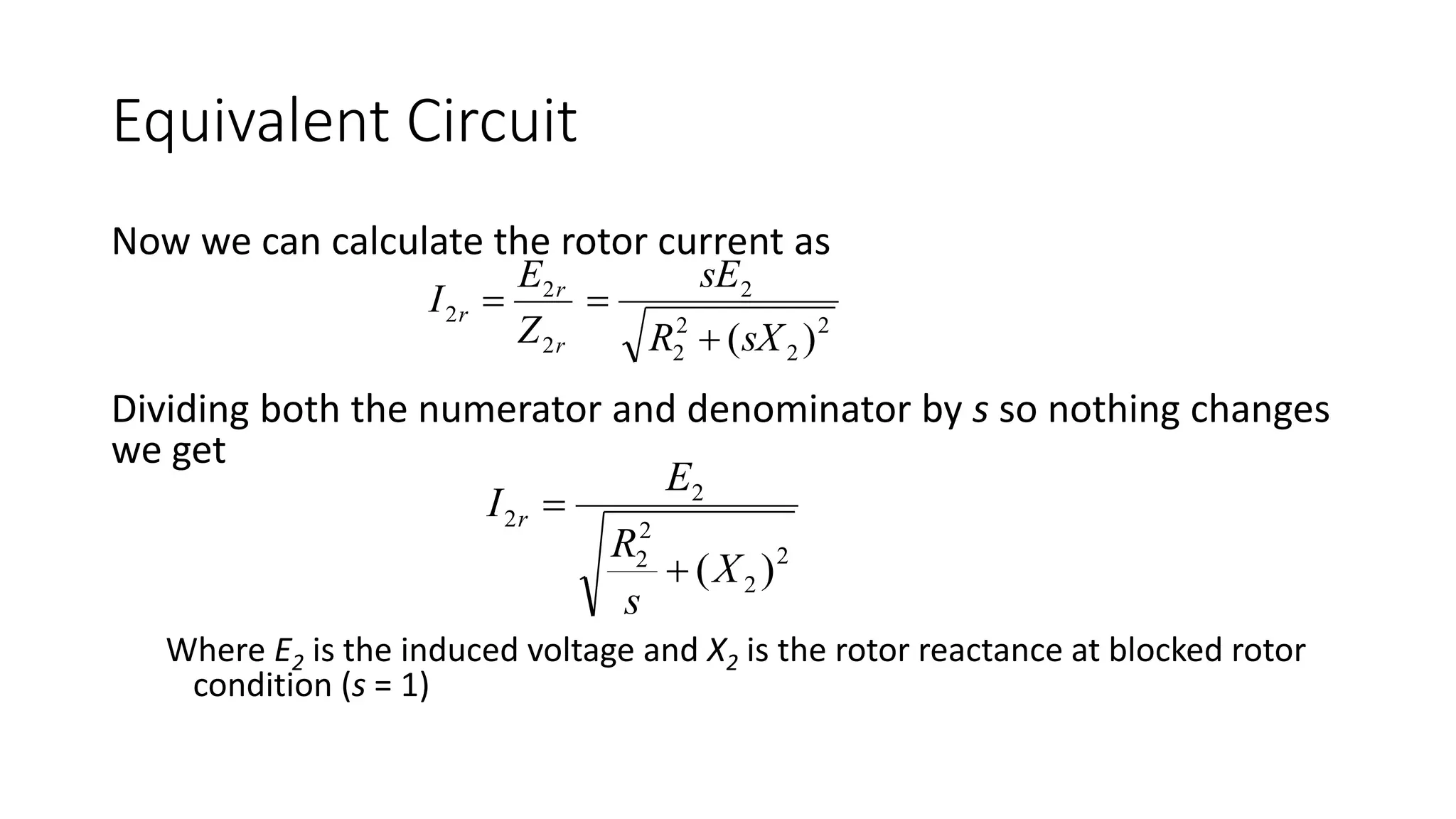 Determination Of Equivalent Circuit Parameters And Performance Characteristics Circle Diagram