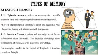 Unit VI. 6. 5. MEMORY, DEFINITION, STAGES OF MEMORY, TYPES OF MEMORY ...