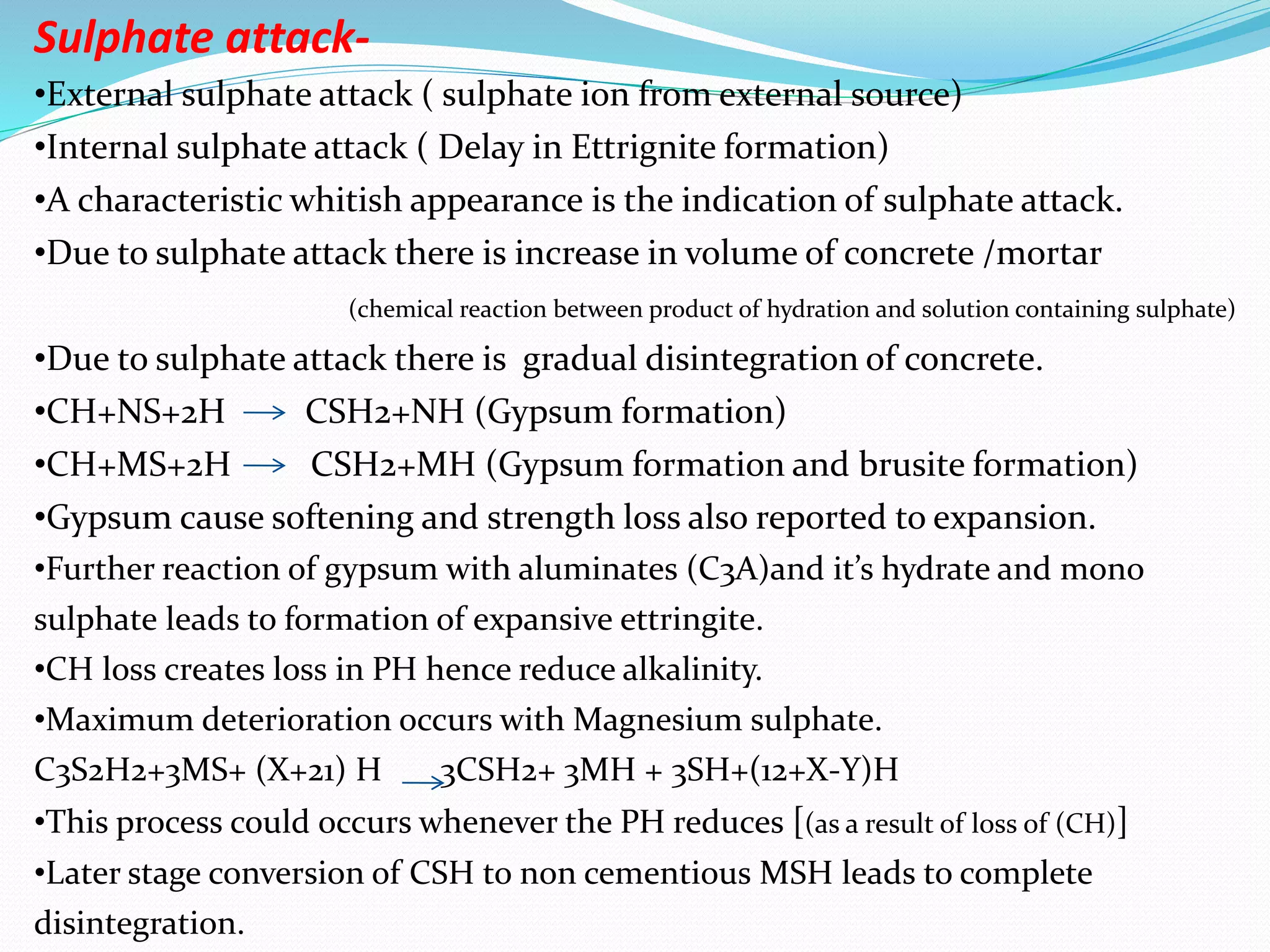 chloride attack and sulphate attack on concrete | PPTX