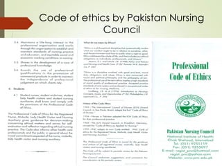 Code of Ethics ,code of ethics by ICN and Pakistan Nursing Council | PDF