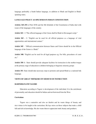 Unit VIII Language Policy in Education Dr.C.Thanavathi | PDF