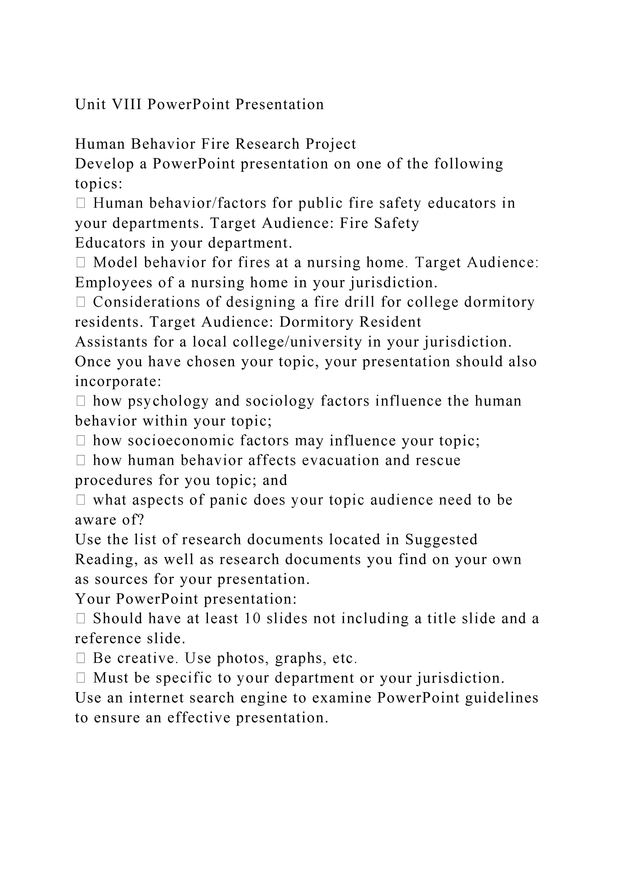 Unit VIII PowerPoint PresentationHuman Behavior Fire Research Pr.docx