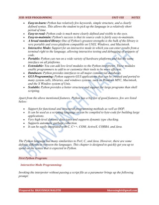 Web Programming UNIT VIII notes | PDF