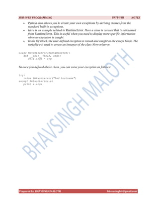 Web Programming UNIT VIII notes | PDF