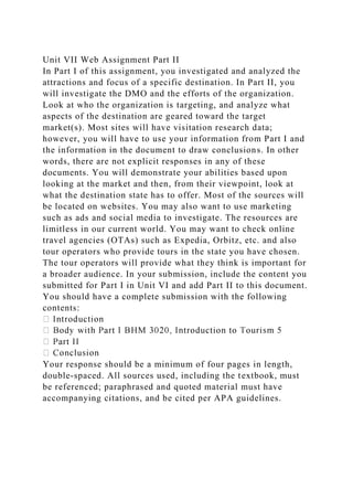 Unit VII Web Assignment Part IIIn Part I of this assignment, you i.docx | Travel Preparation and ...