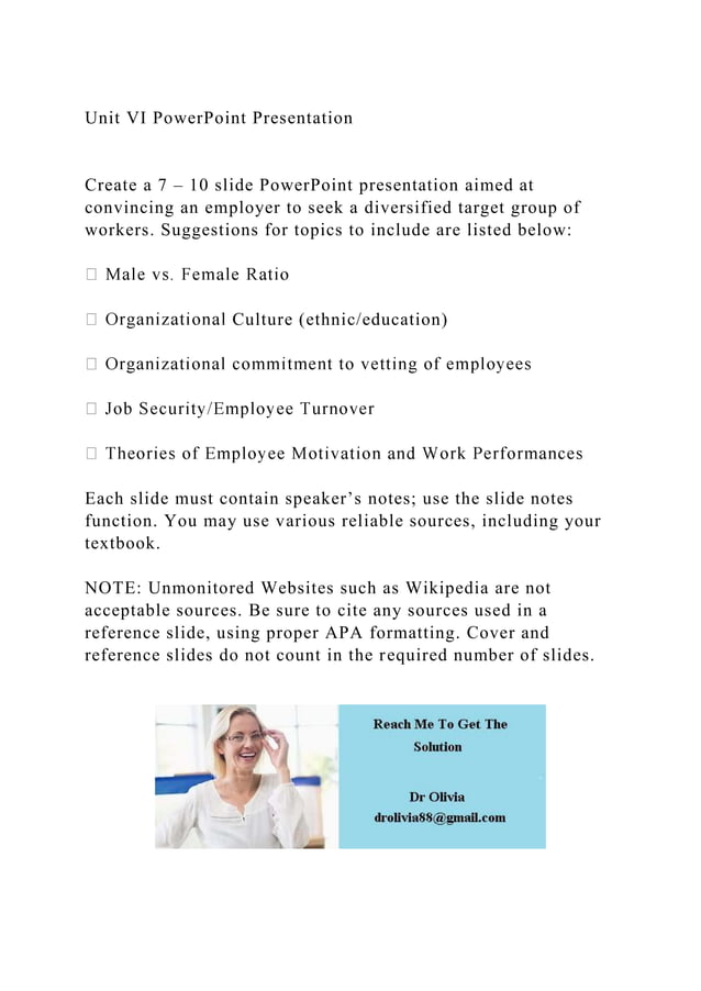 Unit VI PowerPoint PresentationCreate a 7 – 10 slide PowerPoin.docx