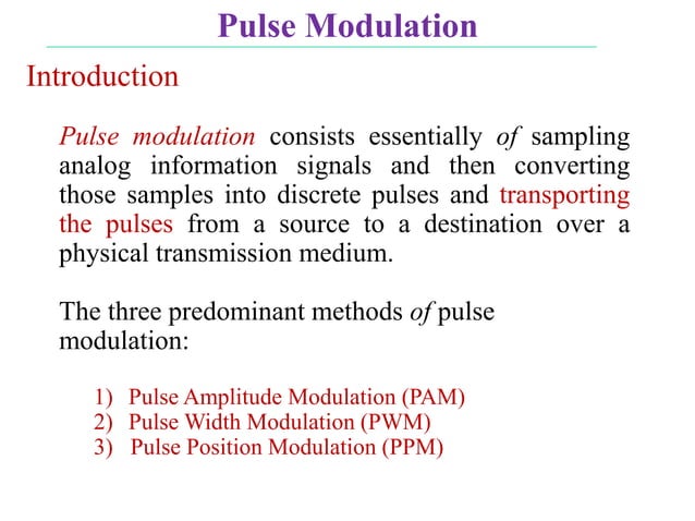 Analog Communication Pulse Analog Modulation Ppt