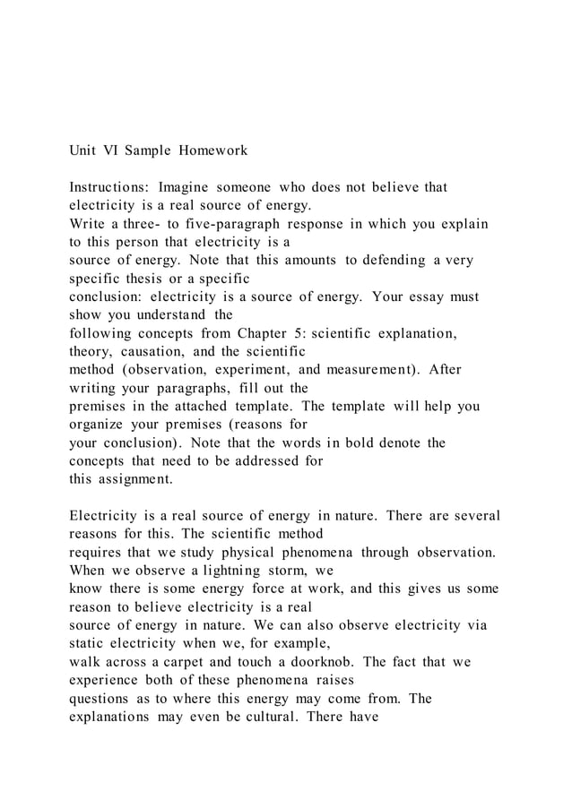 Unit vi sample homework instructions imagine someone who | PDF