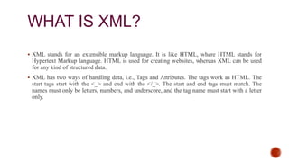 All about XML, JSON and related topics.. | PPTX | Web Development ...