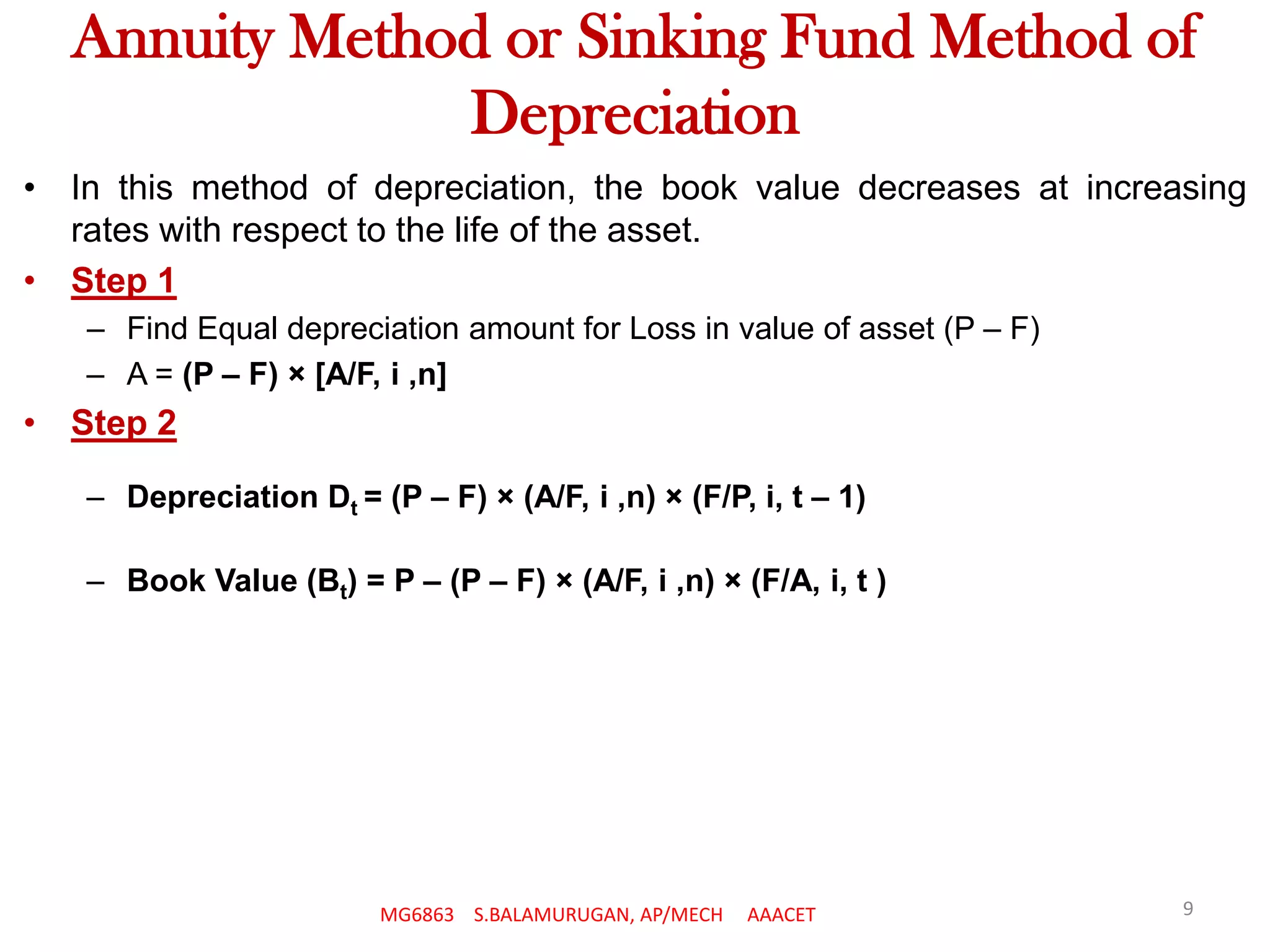 DEPRECIATION - UNIT V- MG6863 | PDF