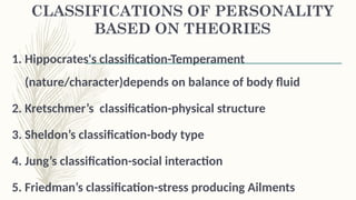 Unit V Personality, Definition, Characteristics, Classifications ...