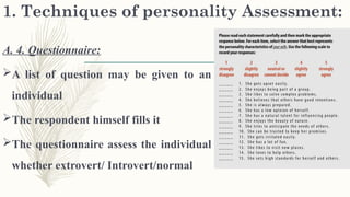 Unit V Personality, Definition, Characteristics, Classifications ...