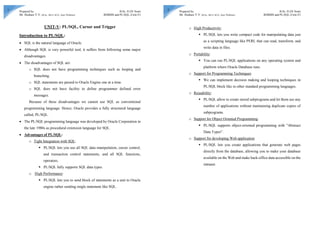 B.Sc. II (IV Sem) RDBMS & PL/SQL Unit-5 PL/SQL, Cursor and Trigger | PDF