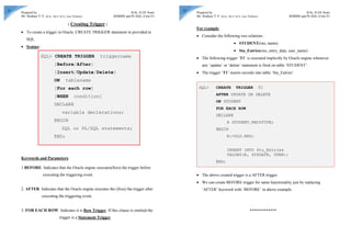 B.Sc. II (IV Sem) RDBMS & PL/SQL Unit-5 PL/SQL, Cursor and Trigger | PDF