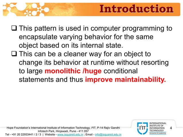 State Pattern: Introduction & Implementation | PPTX | Programming ...