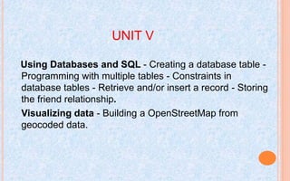 UNIT V PYTHON.pptx python basics ppt python | PPTX | Databases | Computer Software and Applications