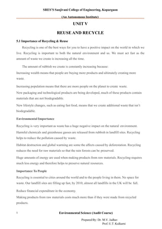 Unit v Reuse and Recycle | PDF