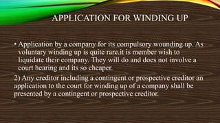 Unit V Windingup.pptx winding of a Company ;law | PPT