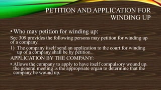 Unit V Windingup.pptx winding of a Company ;law | PPTX